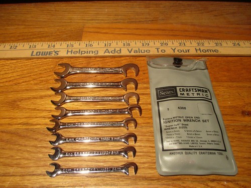 SEARS Craftsman METRIC Ignition 8 pc Open End Wrench Set 4308 USA ...