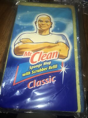 New! Sealed Mr. Clean Sponge Floor Mop with Scrubber Strip Refill Head ...