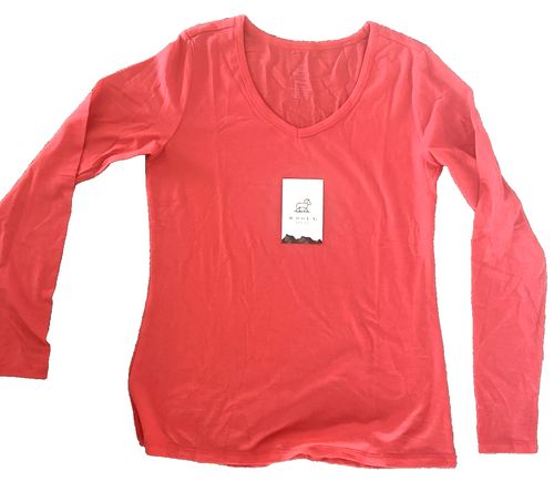 NEW Woolx Layla V Neck Top All Season Long Sleeve Cayenne Merino Wool ...