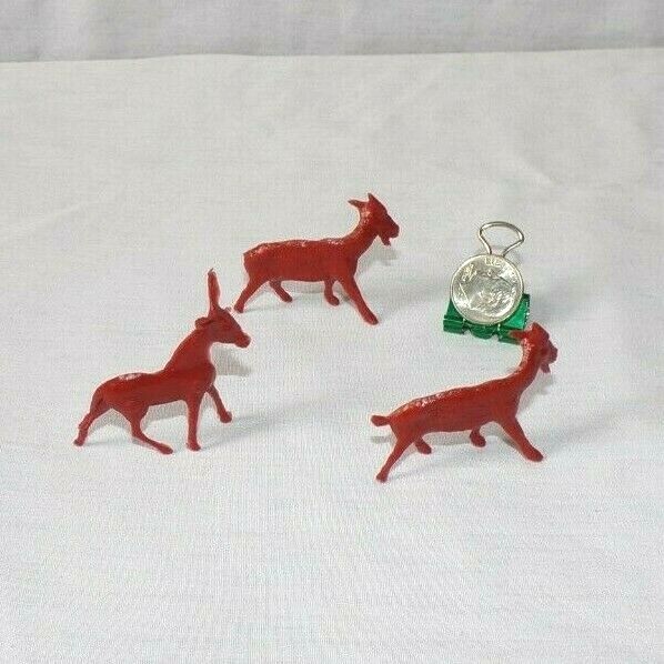 VTG Miniature Dollhouse Billy Goat Farm Animal Plastic Toy Lot 3 Brown ...