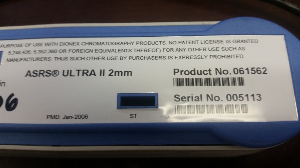Thermo Dionex ASRS ULTRA II 2-mm ANION Self-Regenerating Suppressor ...