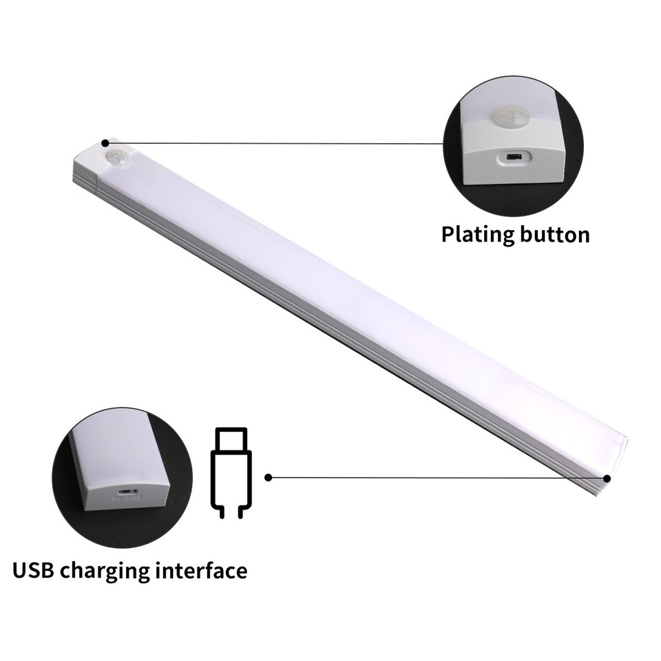 LED PIR Motion Sensor Strip Light Rechargeable Magnetic Cabinet Closet ...