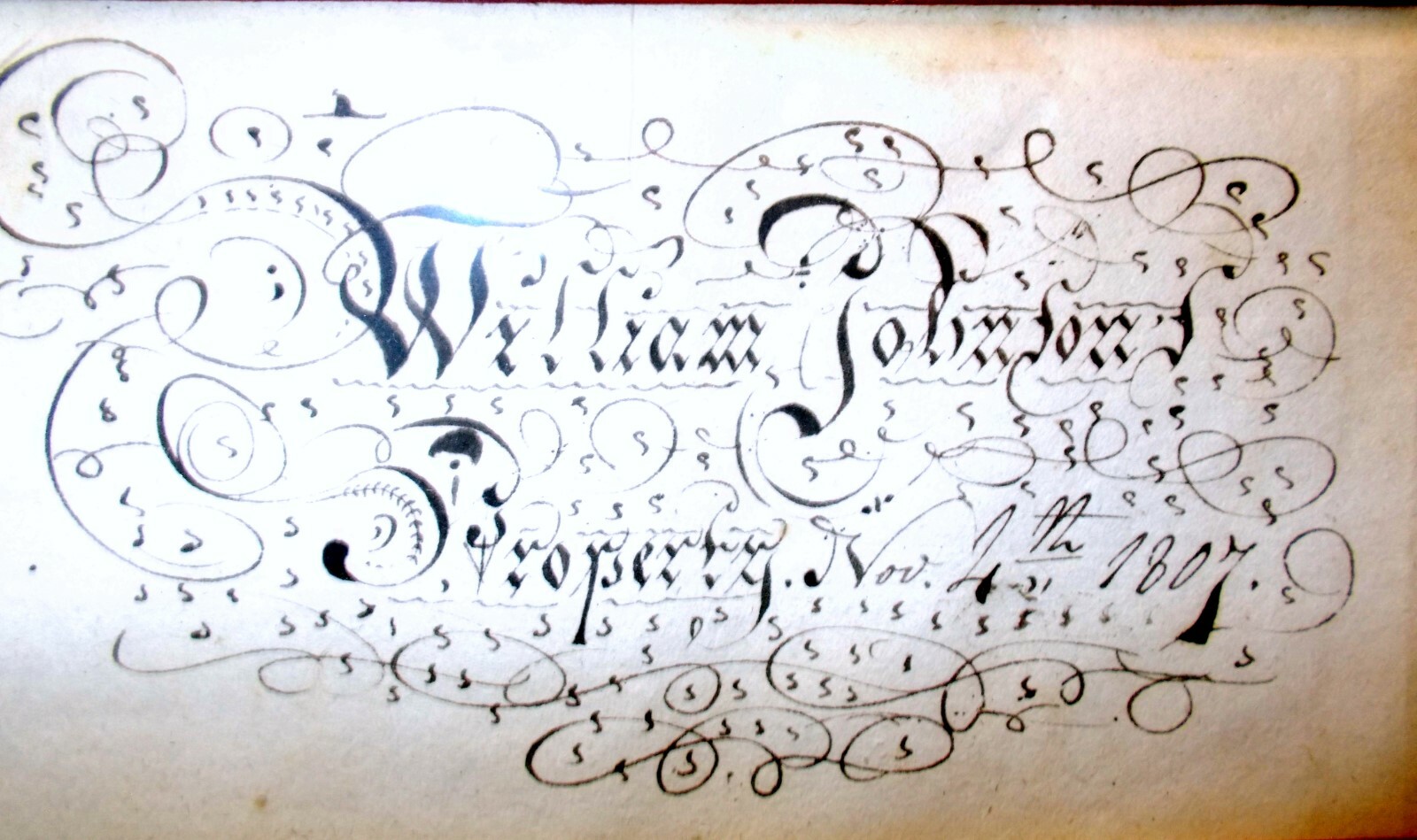 Antique CALLIGRAPHY FOLK ART PENMANSHIP Framed William Johnson 1807 ...