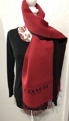 NWT Authentic COACH 95% Wool 5% Cashmere Red & Charcoal Reversible ...