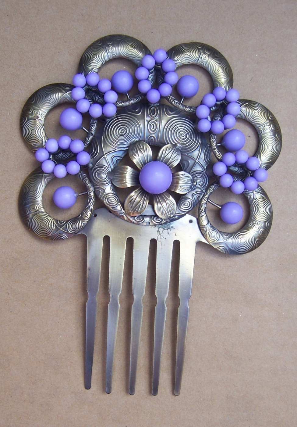 Hair comb peineta Spanish mantilla style hair accessory mauve ceramic ...