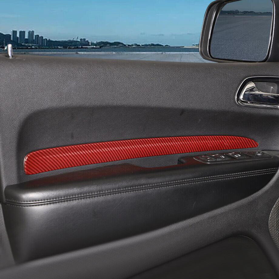 For 2011-2024 Dodge Durango Red Carbon Fiber Inner Window Door Panel ...