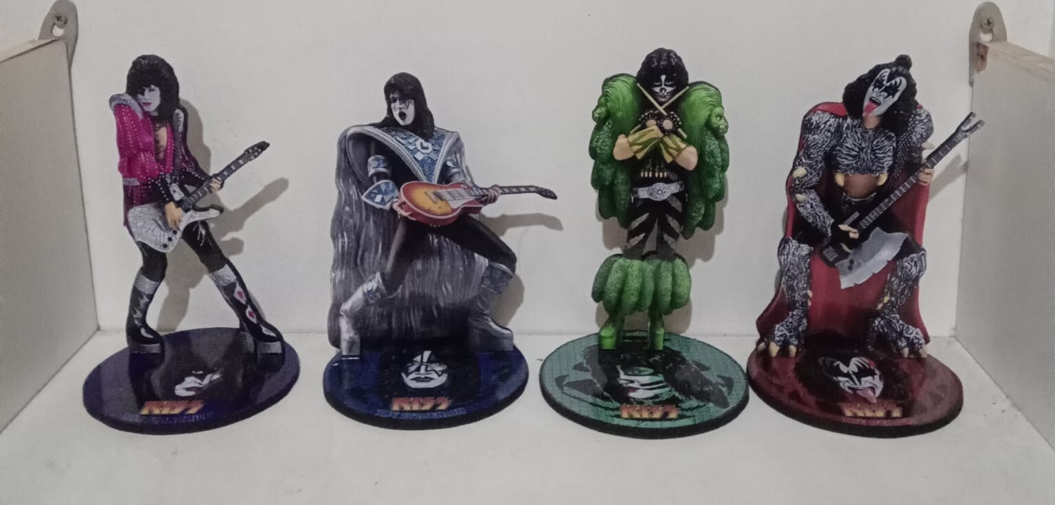 KISS Band x 4 DISPLAY STANDEES 8" Figures Statues Cutout Toy Standup ...