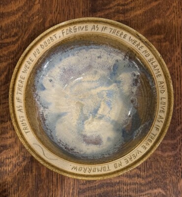 Clay Werks Art Pottery Bowl Bryan Becker Trust As If.. USA Beige & Blue ...