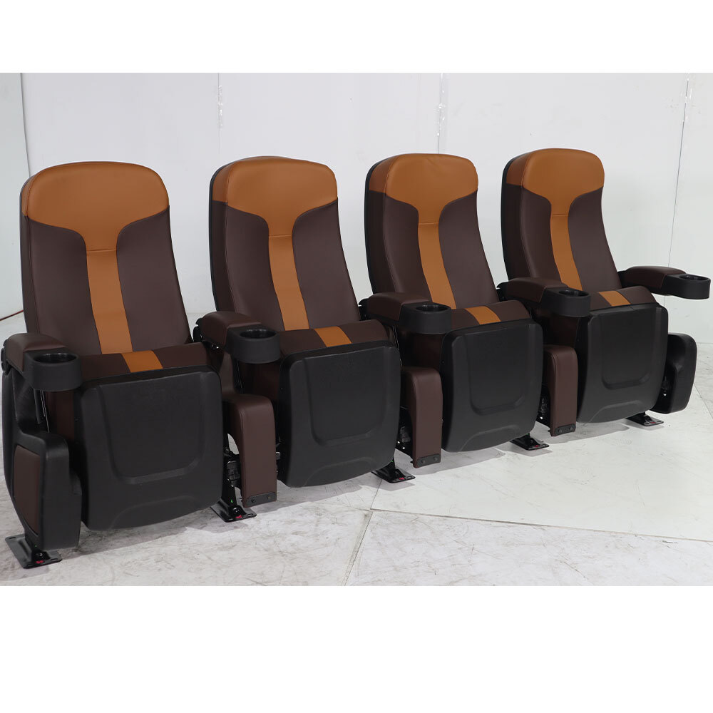 Mobiliario Sonic Commercial Seating Chocolate/Camel Leather Manual Row ...