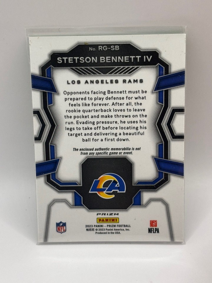 2023 Panini Prizm #RG-SB Stetson Bennett IV Rookie Gear Neon Green ...