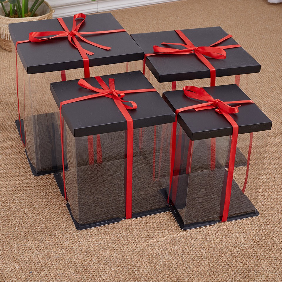 Large Clear PVC Gift Cake Boxes Present Packaging Transparent Box ...