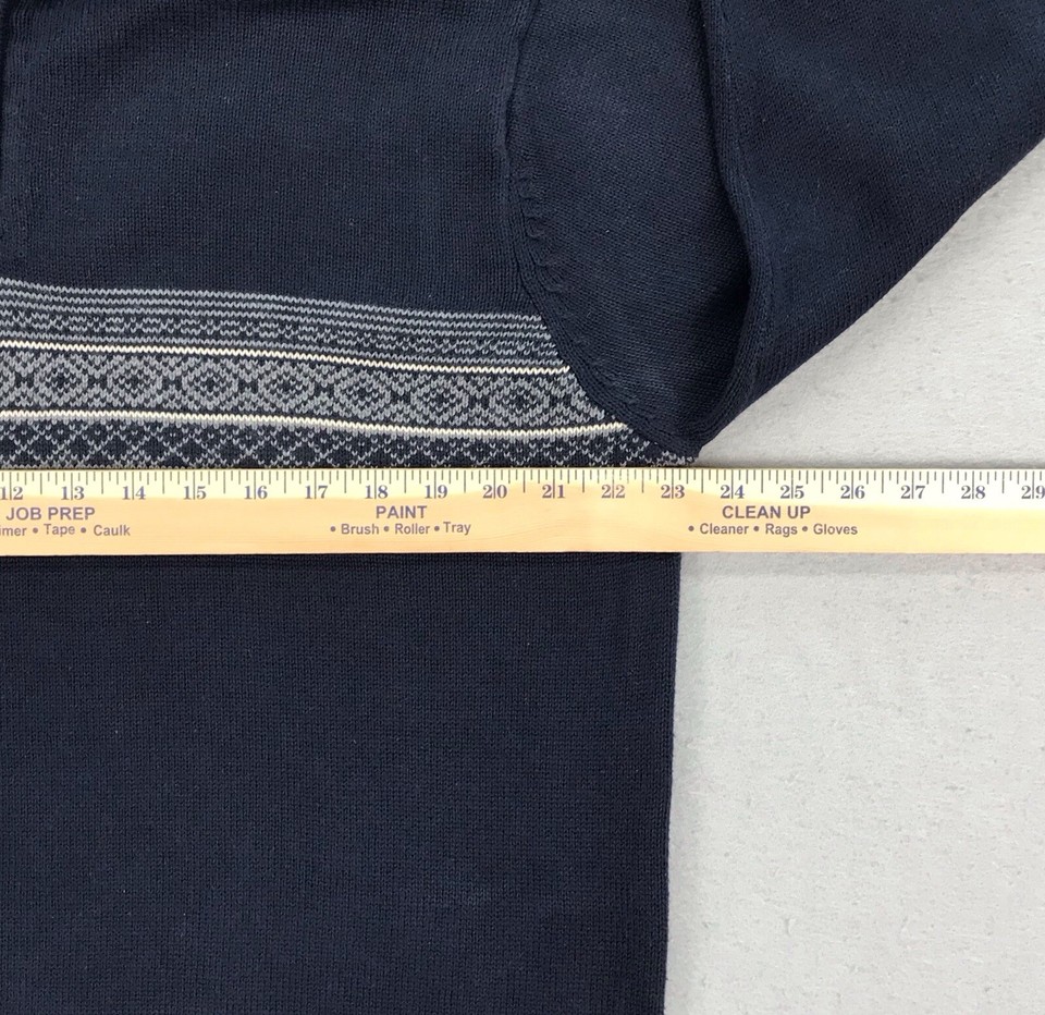 David Taylor Sweater Mens Large Blue Fair Isle 1/4 Zip Mock Neck ...