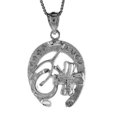 Sterling Silver Good Luck Pendant / Charm, Italian Box Chain | eBay