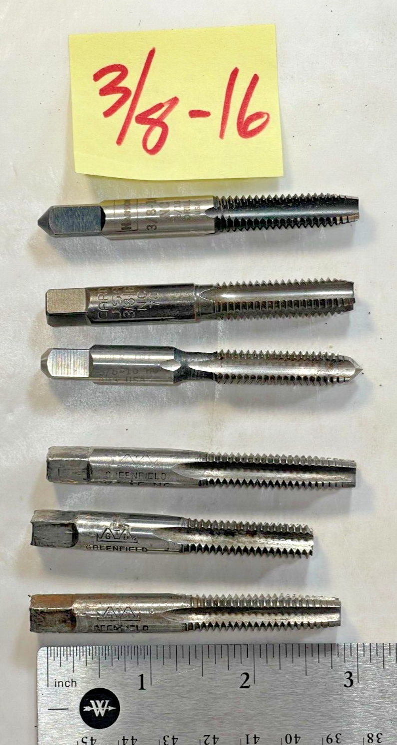 Lot of 6 Tap Bits 3/8-16 NC Greenfield GTD Hanson Card Amer T@T GH3 | eBay