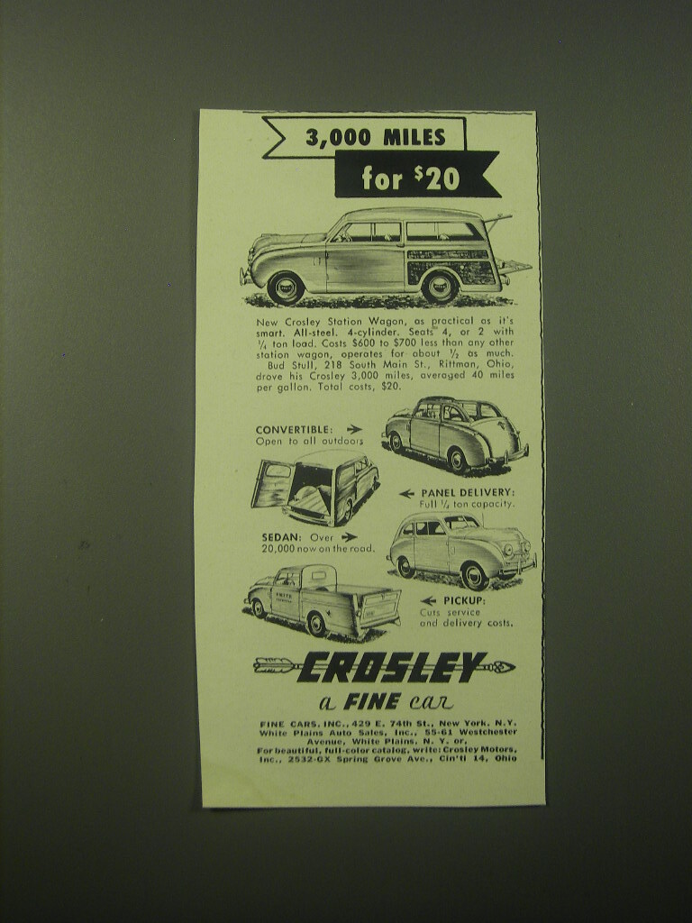 1948 Crosley Car 1948 Crosley CC Series Convertible Full Range Specs