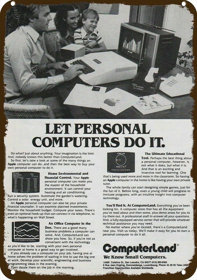1979 COMPUTERLAND COMPUTER STORE Vintage Look Metal Sign - APPLE DIAL ...