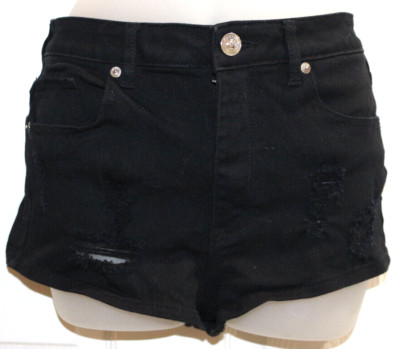 H&M Divided Black Distressed Denim Jean Short High Waisted 4 | eBay