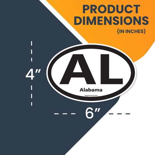 AL Alabama US State Oval Magnet Decal, 4x6 Inches, Automotive Magnet ...