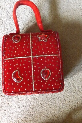 LOVELY BRIGHT RED HANDBAG - 17cm TALL INCLUDING HANDLE - | eBay UK