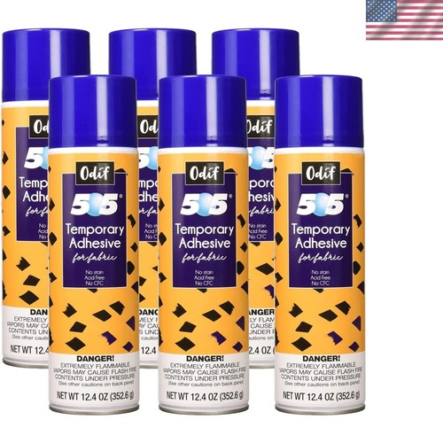 USA 505 Temporary Fabric Adhesive Spray, 6 Cans - 12.4oz Each, Odorless ...