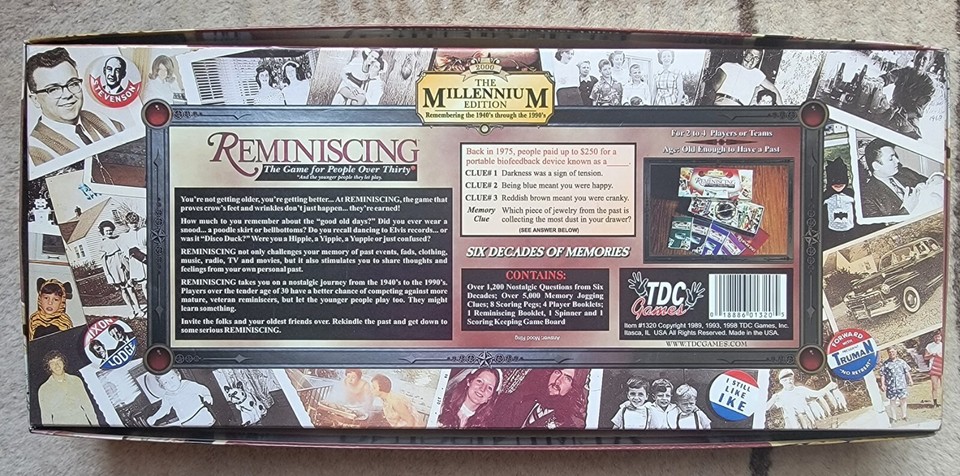 The Reminiscing Board Game 1998 - The Millennium Edition 40's ~ 90's ...
