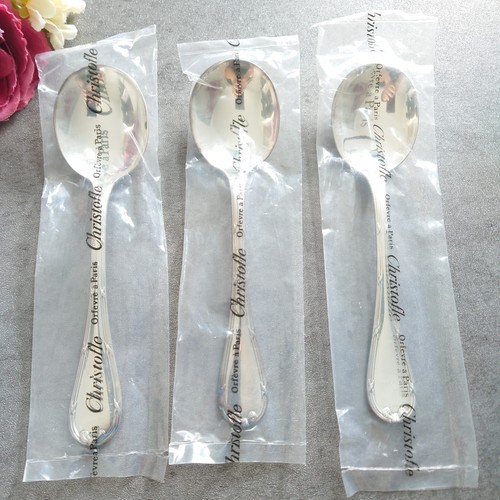 Christofle Rubans Consomme Cream Soup Spoon 3pcs Silverplate Flatware ...