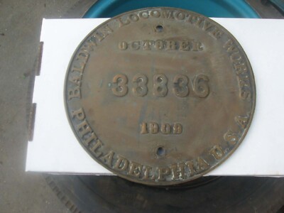 OLD 1909 BALDWIN LOCOMOTIVE WORKS BUILDERS PLATE PHILA USA BRASS TRAIN ...