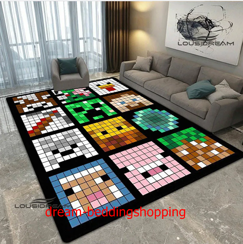 Kids Minecraft Bedroom Living Room Carpets Anti-Slip Floor Rugs Mat ...