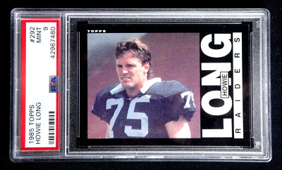 HOWIE LONG 1985 TOPPS FOOTBALL CARD #292 PSA 9 MINT RAIDERS HOF GRADED ...