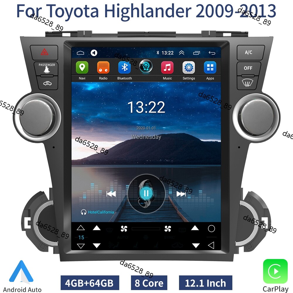 12.1"For Toyota Highlander 2004-2007 Car Audio GPS Navigation Stereo ...