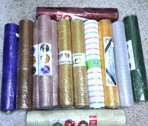 13 rolls of 21" Deco mesh - Various Colors each roll 10 Yards (30 feet ...