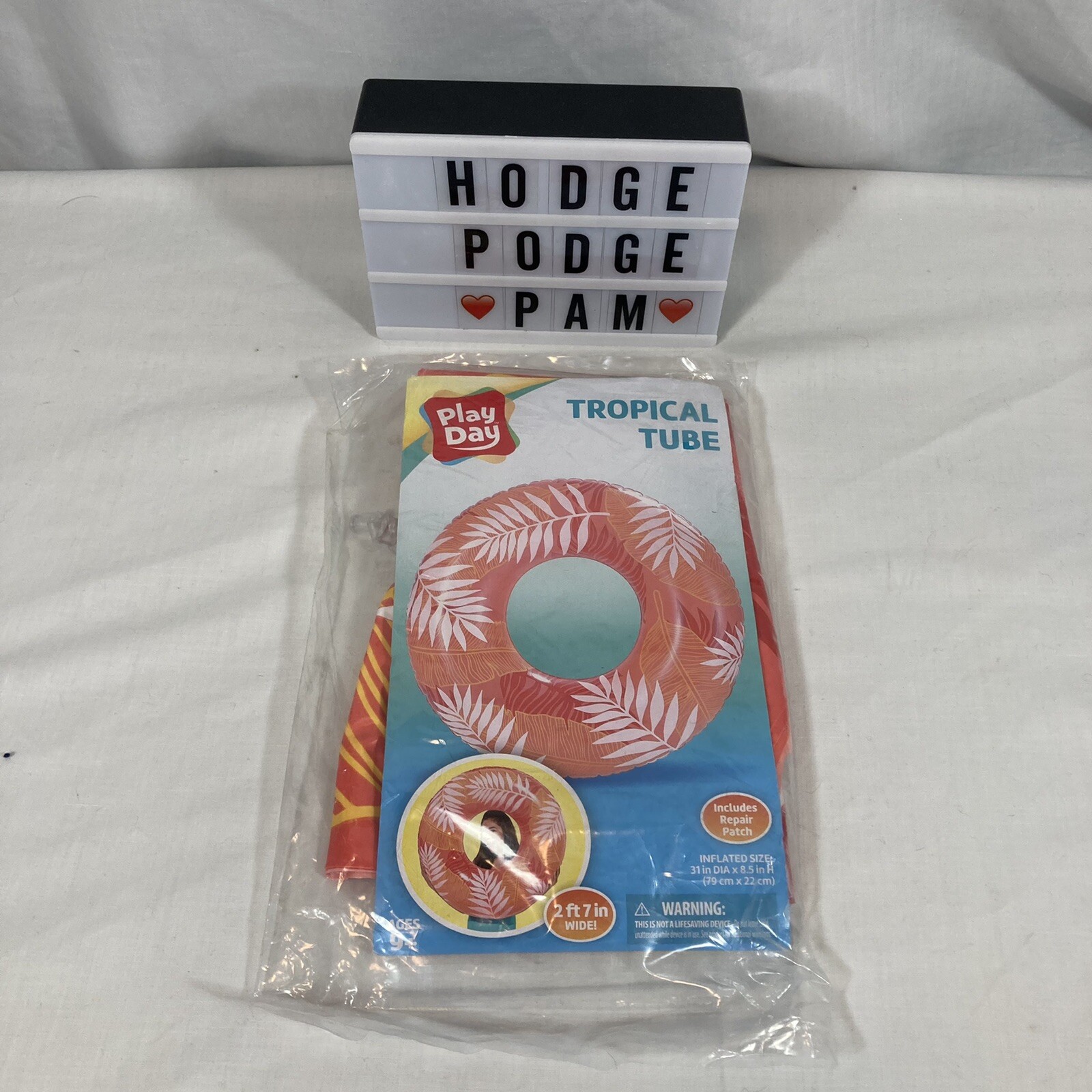 Inflatable Tropical Swimming Ring Float Inner Tube Coral Orange River ...