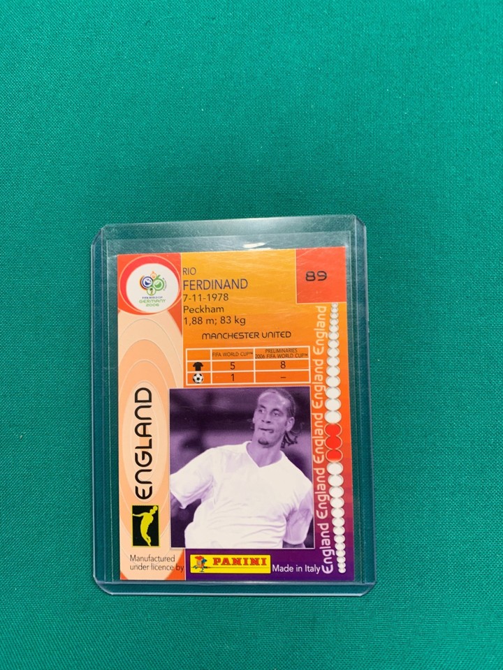 PANINI FIFA 2006 Germany World Cup Soccer Card No89 Rio Ferdinand ...