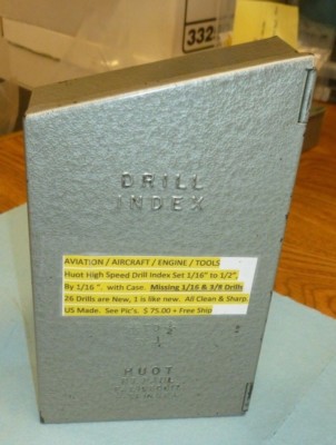 Huot HIGH SPEED DRILL INDEX SET 1/16" to 1/2" by 1/16" with Case | eBay