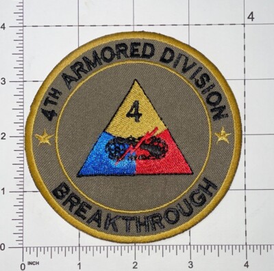 US Army 4th Armored Division "Breakthrough" Patch Hook & Iron-On Repro ...