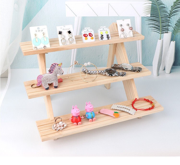 Jewellery Display Stand Wooden Rack Stand Earring Stall Stand Shelf 3/4 ...