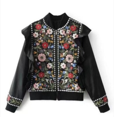 Zara Woman Emboidered Satin Zip Jacket S | eBay