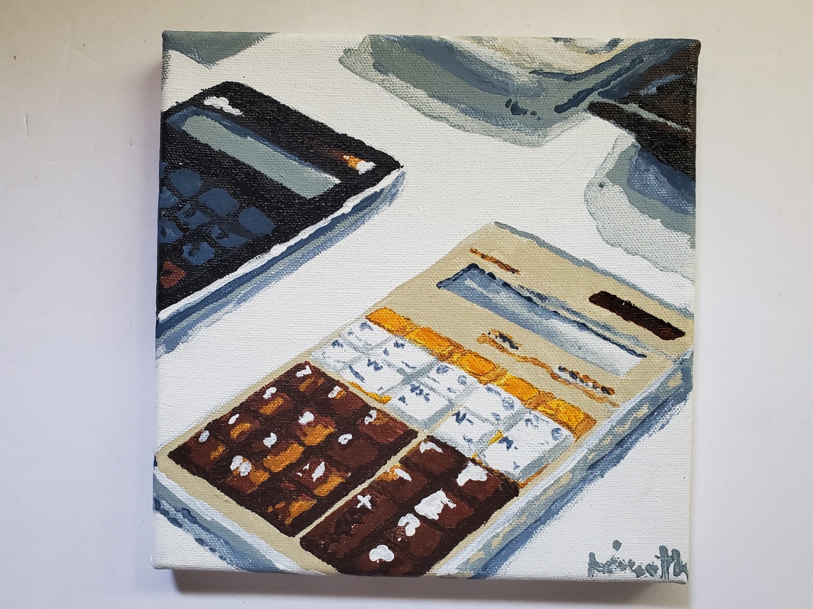 Vintage Calculator Oil Painting 8x8" | eBay