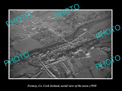 OLD LARGE HISTORIC PHOTO FERMOY Co CORK IRELAND AERIAL VIEW OF TOWN ...