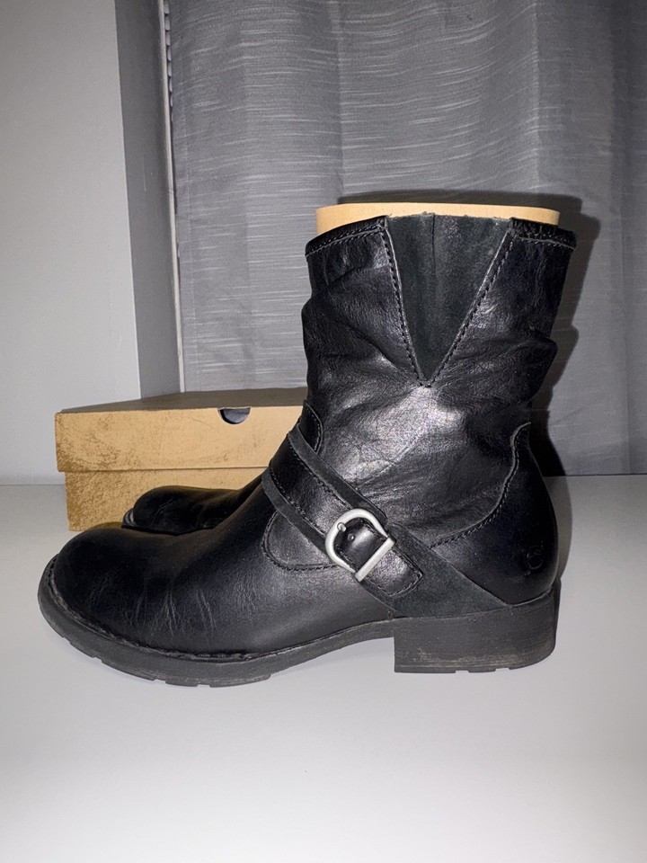 Born Virgo Slouch Engineer Boot Leather Side Zip Ankle Boots - Women's ...