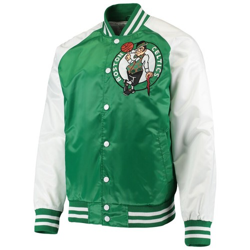 NBA Boston Celtics Green White Satin Letterman Baseball Jacket Varsity ...