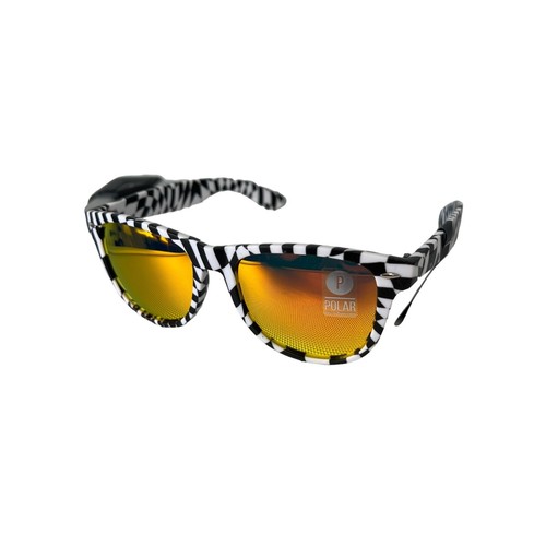 Kreedom Polarized Sunglasses Black White Check Frame Yellow Mirrored ...