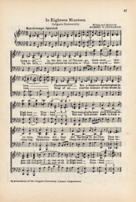 COLGATE UNIVERSITY Song Sheet c1932 "In Eighteen Nineteen" Vintage ...