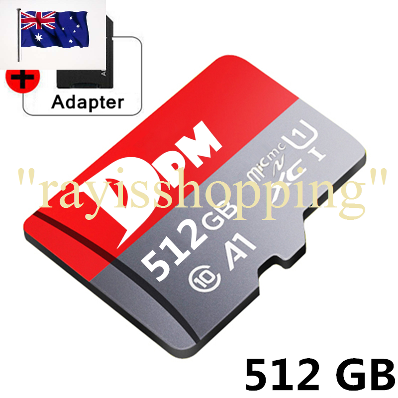 DPM 512GB GREY/RED Micro SD TF Card, A1 XC MicroSD Adapter Memory ...