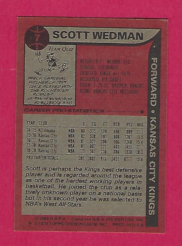 1979-80 Topps Scott Wedman #7 Kansas City Kings | eBay