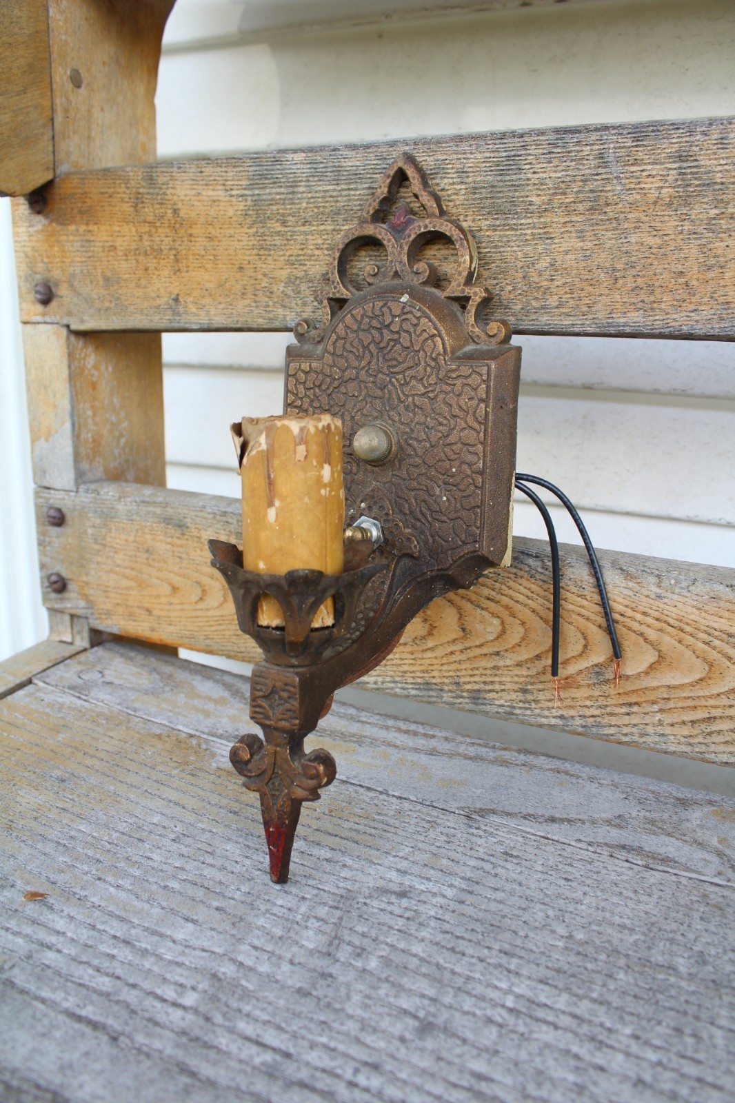 ANTIQUE GOTHIC TUDOR CASTLE MEDIEVAL CANDLE STYLE SCONCE LIGHT FIXTURE ...