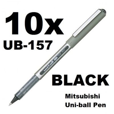 10x UB-157 Gel PEN BLACK UNI-BALL UNIBALL Japan 0.7mm Mitsubishi Eye ...