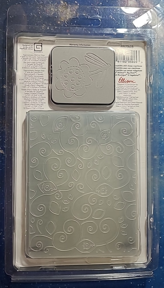 SIZZIX SET OF 4 EMBOSSING FOLDERS # 657303 NEW OWL FLOWER PEAR LEAVES ...
