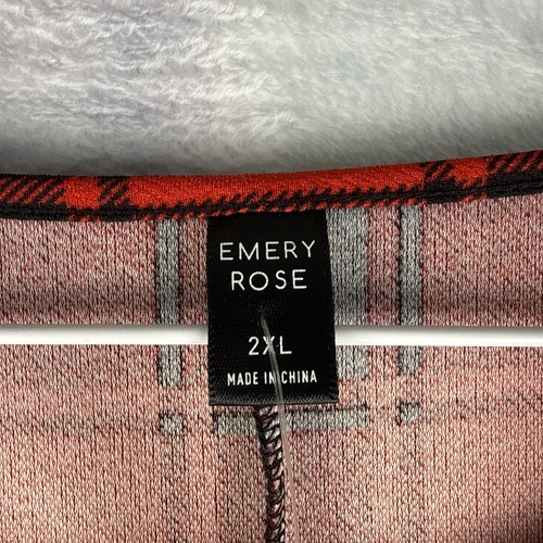 Emery Rose 2XL Black & Red Long Sleeve T Shirt Plaid | eBay