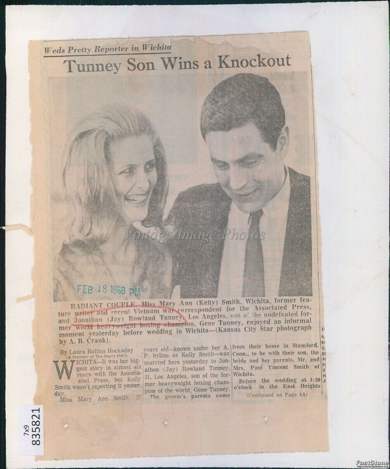 1968 Boxer Gene Tunney'S Son Jonathan Marries Mary Ann Smith Society ...